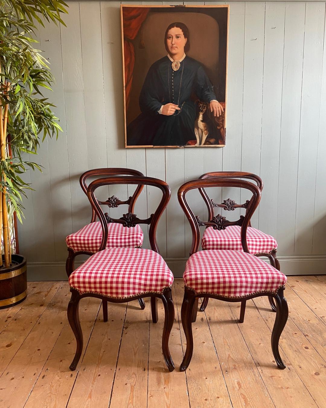 Set of 4 Victorian Balloon Back Dining Chairs – The Gaiety Antique ...